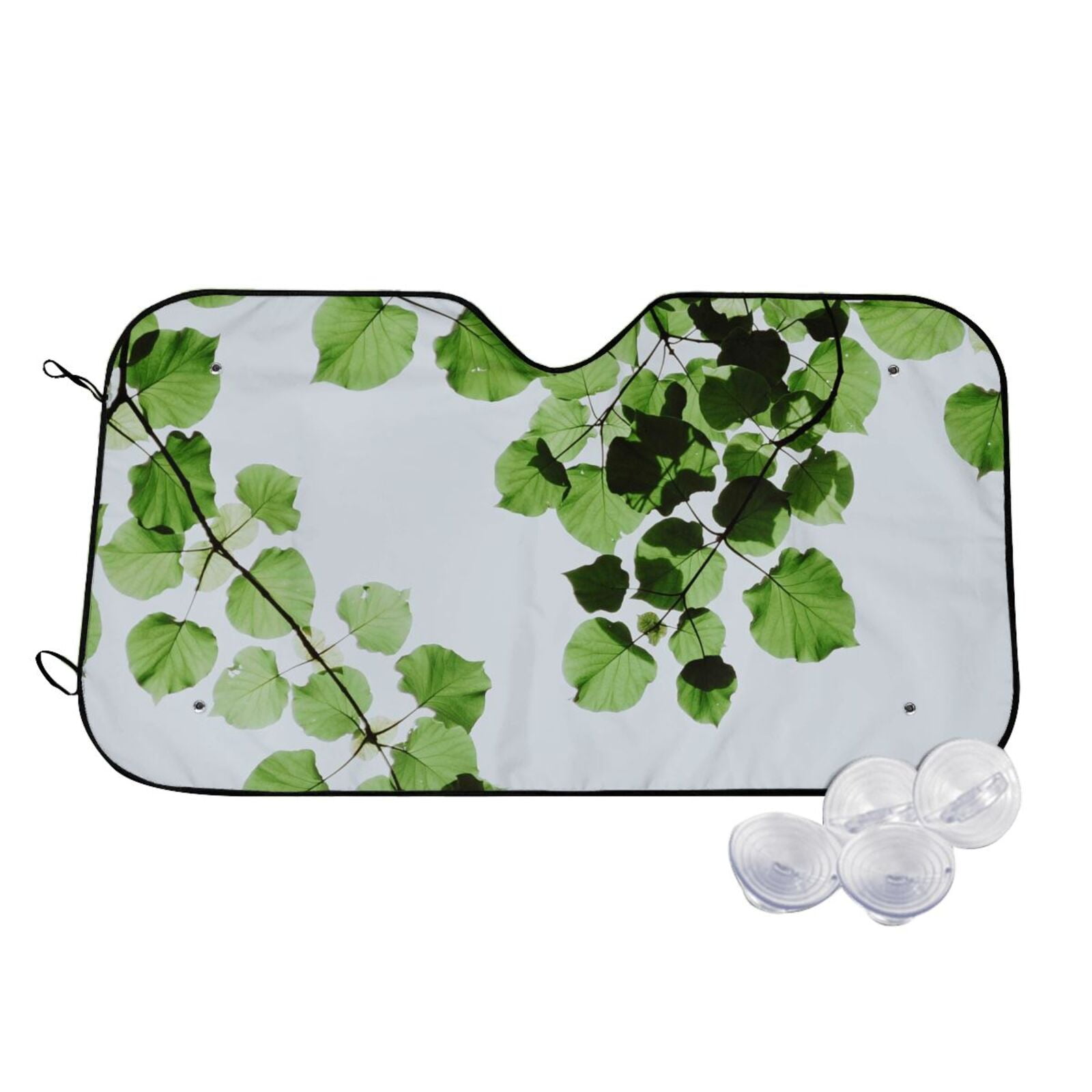 Uemuo Watercolor Green Leaves Pattern Accordion Car Windshield Sun ...