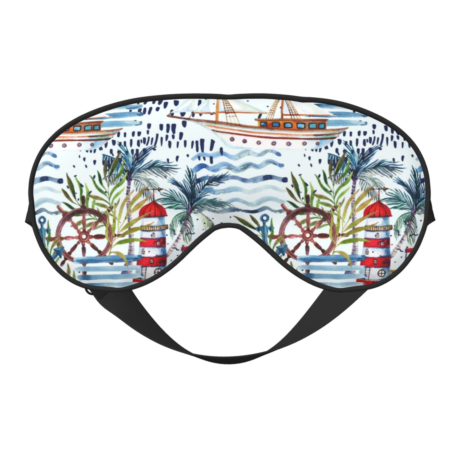 Uemuo Watercolor Sailboat Pattern Sleep Eye Mask - Light Blocking Sleep ...