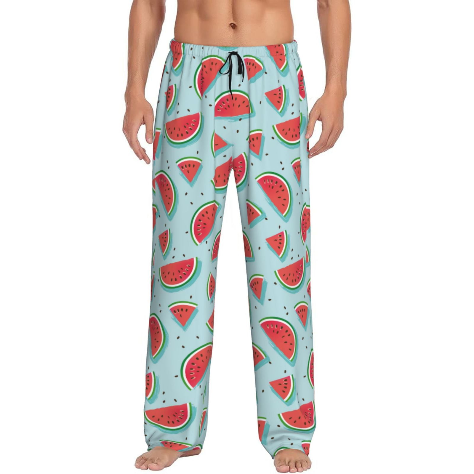 Uemuo Watermelon Pattern Men's Wide Leg Palazzo Lounge Pants with ...