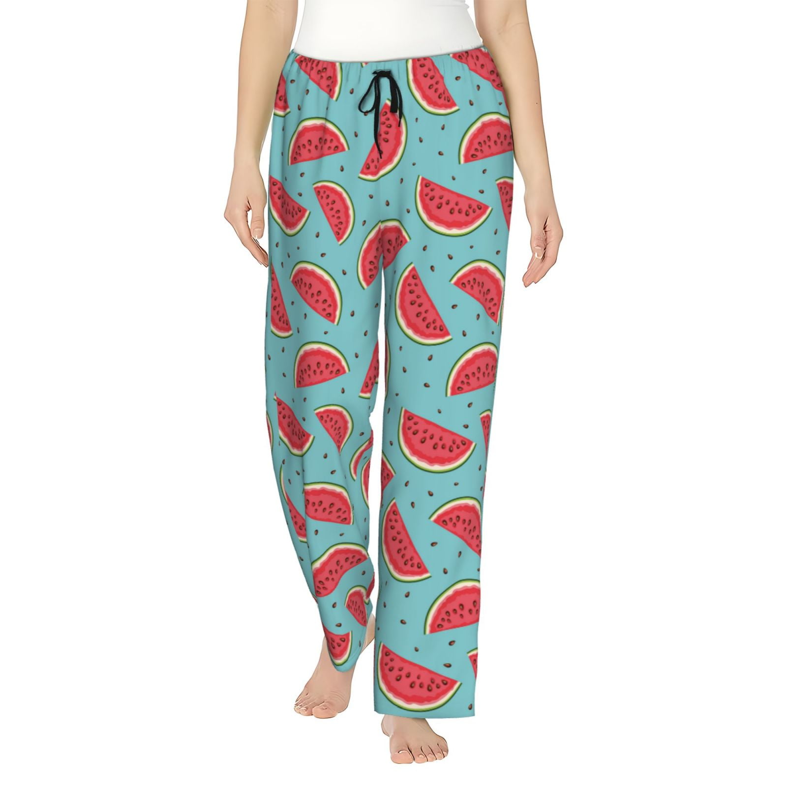Uemuo Watermelon Pattern Women's Wide Leg Palazzo Lounge Pants with ...