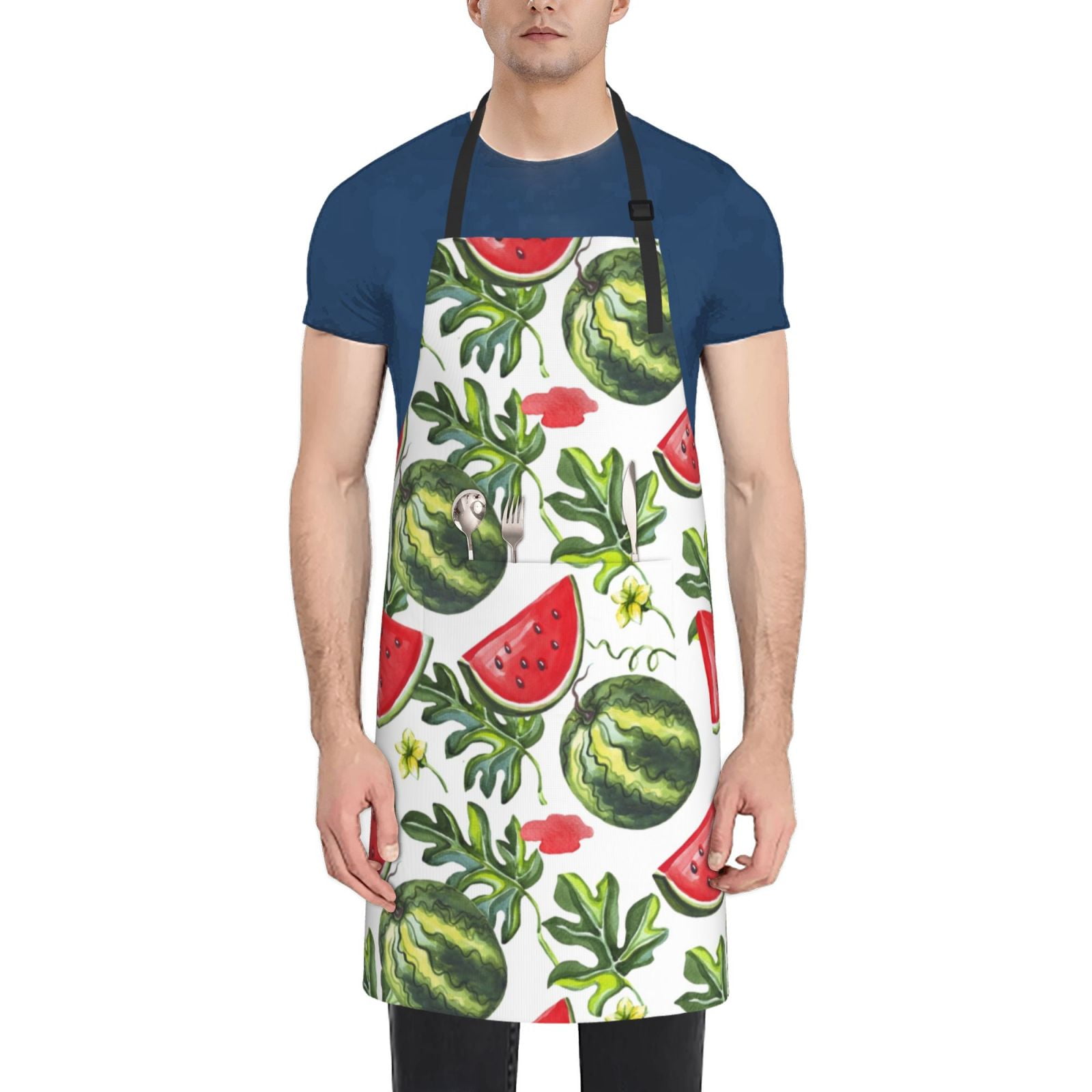Uemuo Watermelons Pattern Waterproof Apron Adjustable Dishwasher Apron ...