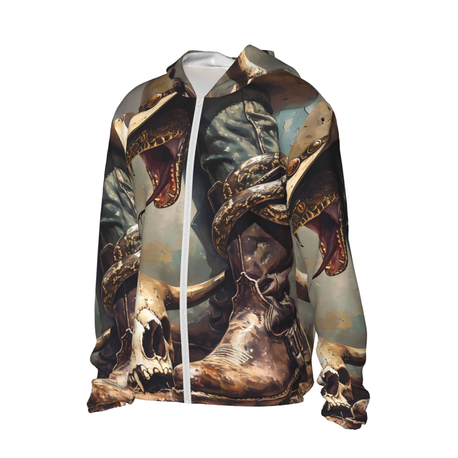 Uemuo Western Cowboy Snake Ram Skull Pattern Women's Full Zip UPF 50 ...