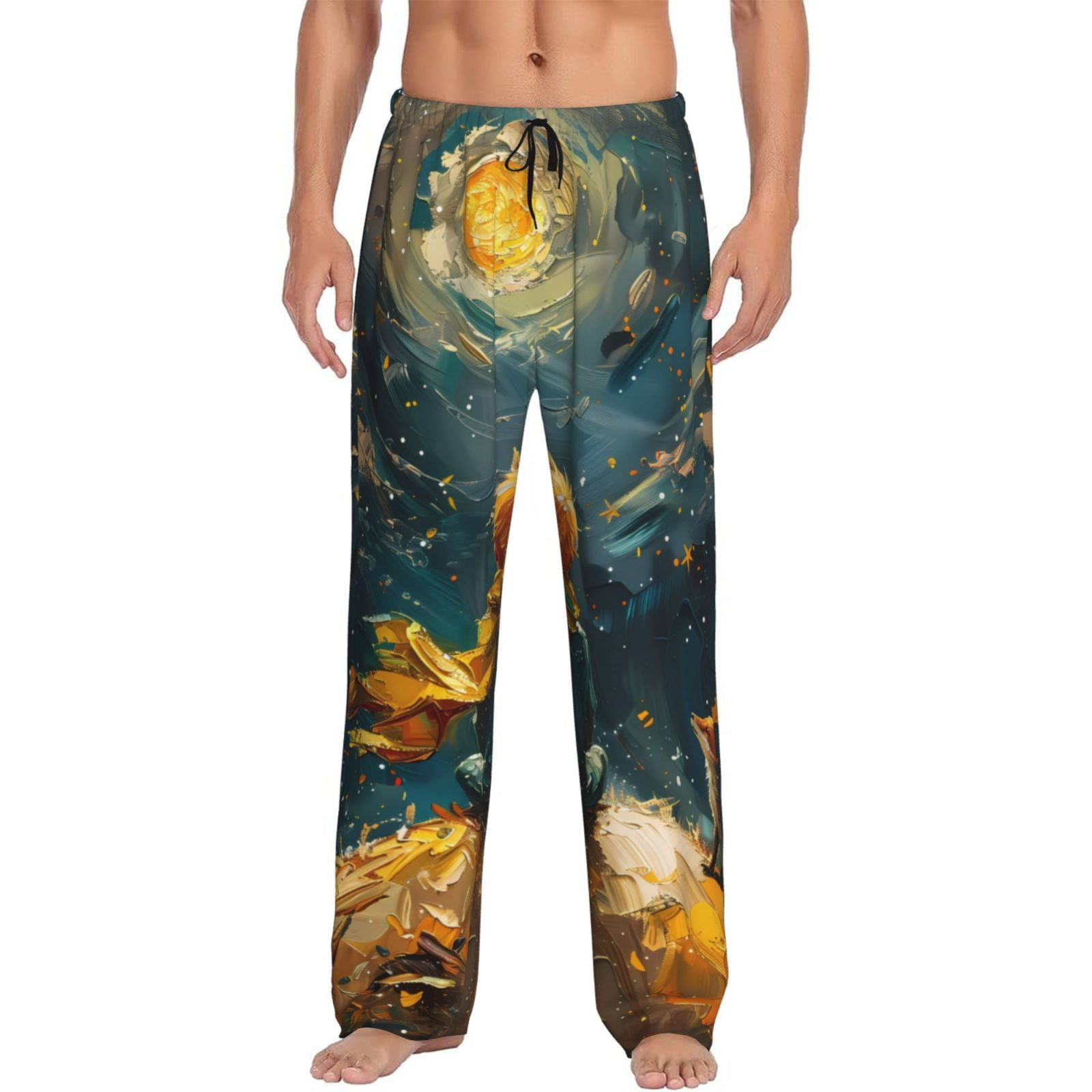 Uemuo Whimsical Starry Night Scene Pattern Men's Wide Leg Palazzo ...