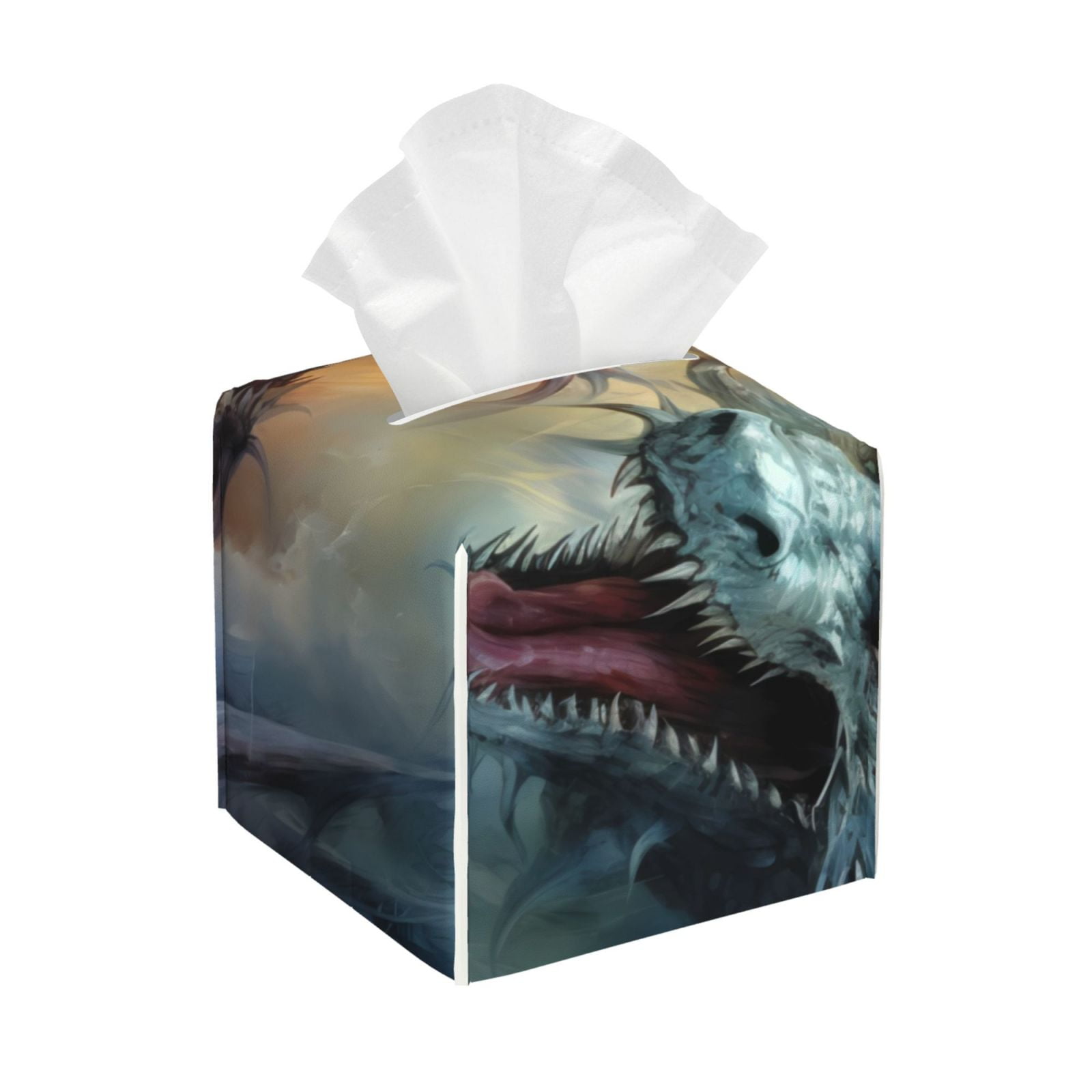 Uemuo White And Red Storm Dragon Tissue Box Cover Holder, Square with ...