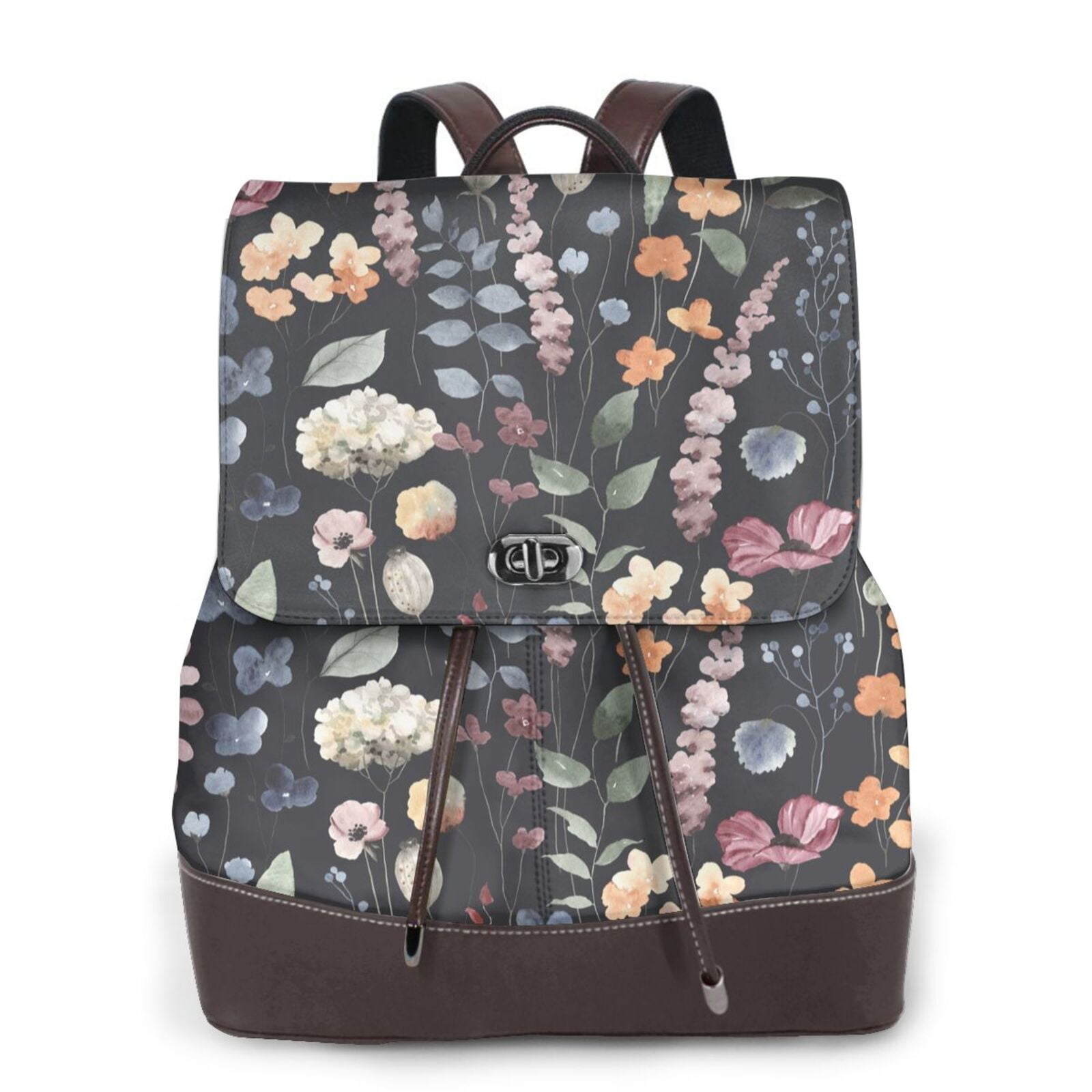 Uemuo Wildflower Watercolor 1 for Backpack Purse for Women Large ...