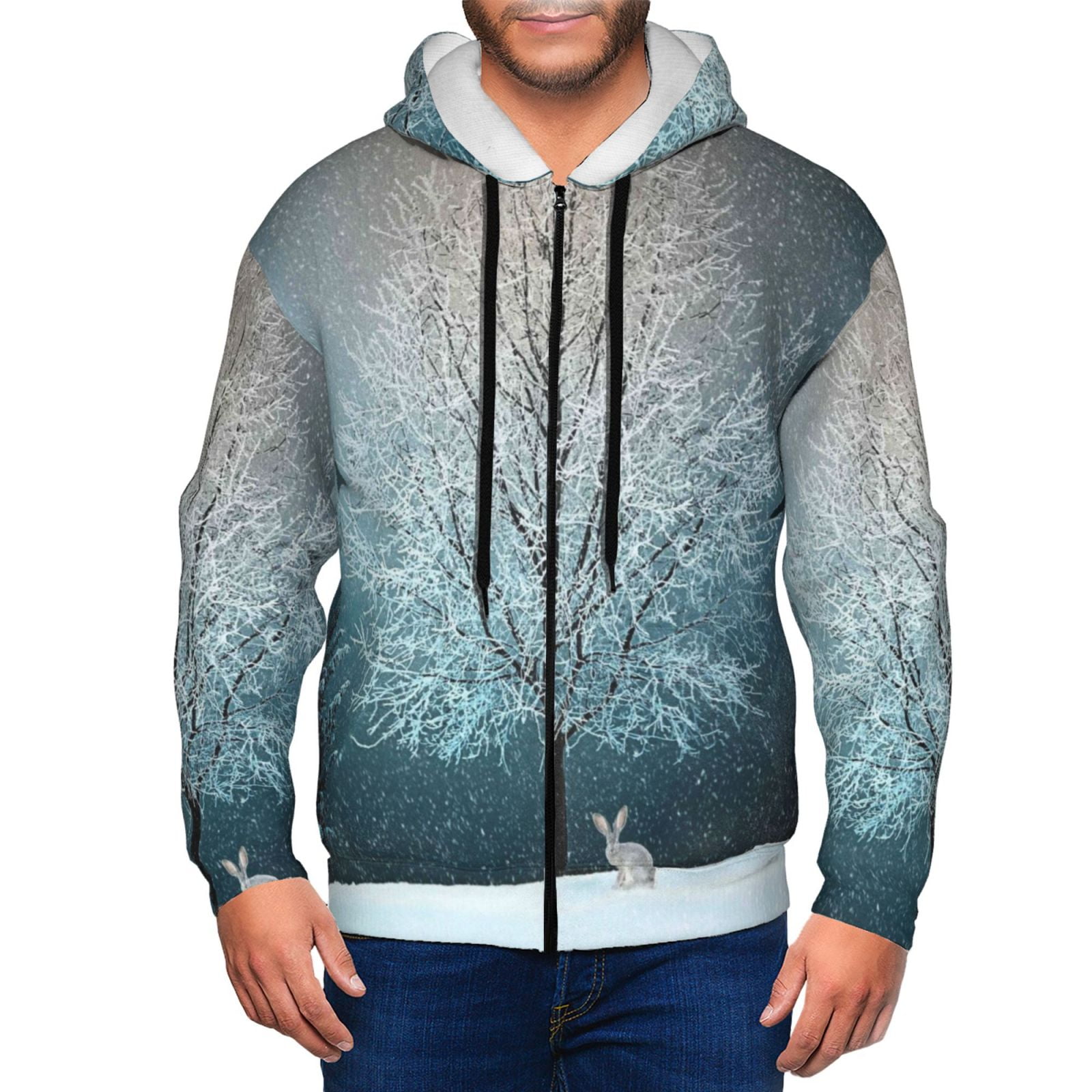 Uemuo Winter Rabbit for Men's Fashion Full-zip Hoodies & Sweatshirts ...