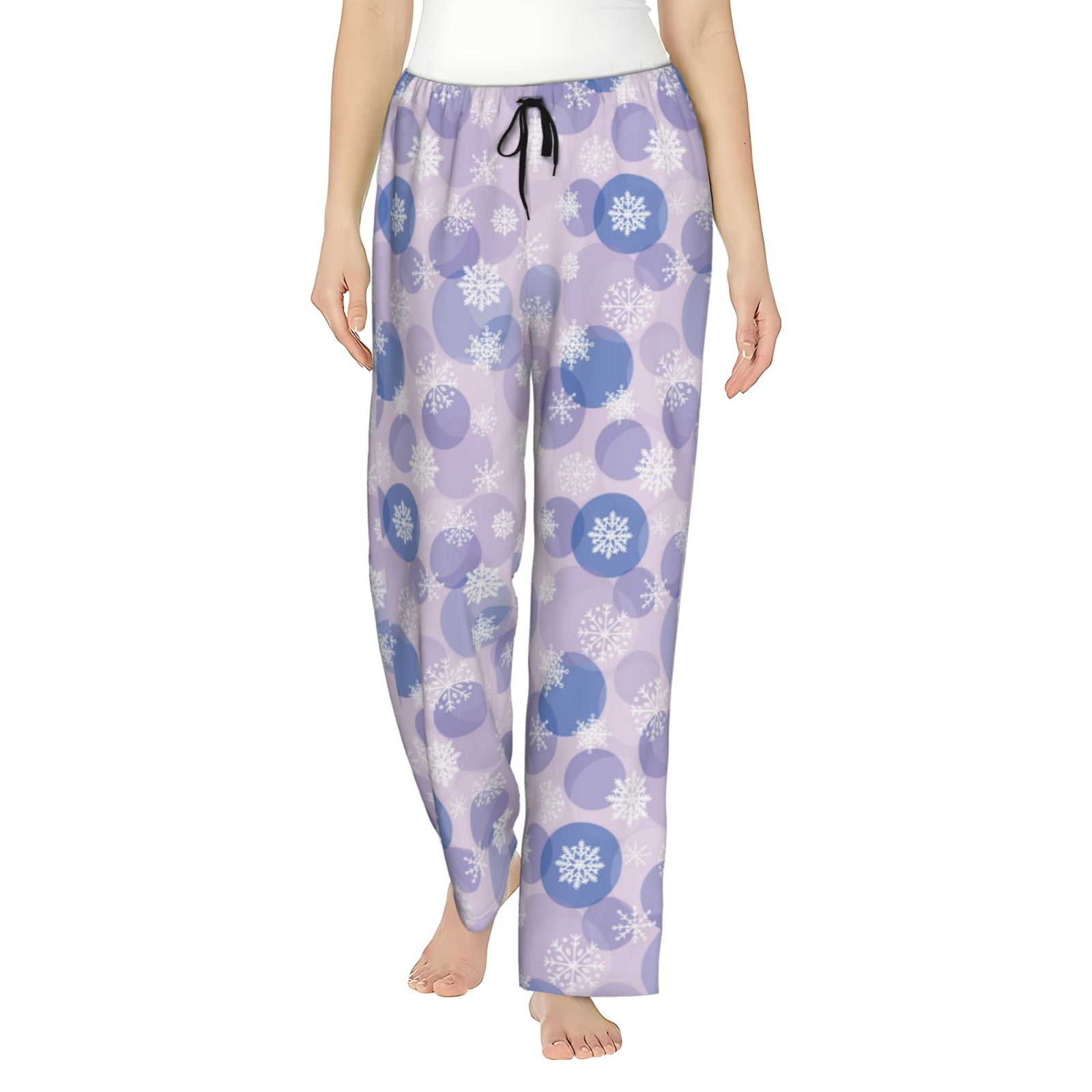 Uemuo Winter With Snowflakes Pattern Women's Wide Leg Palazzo Lounge ...
