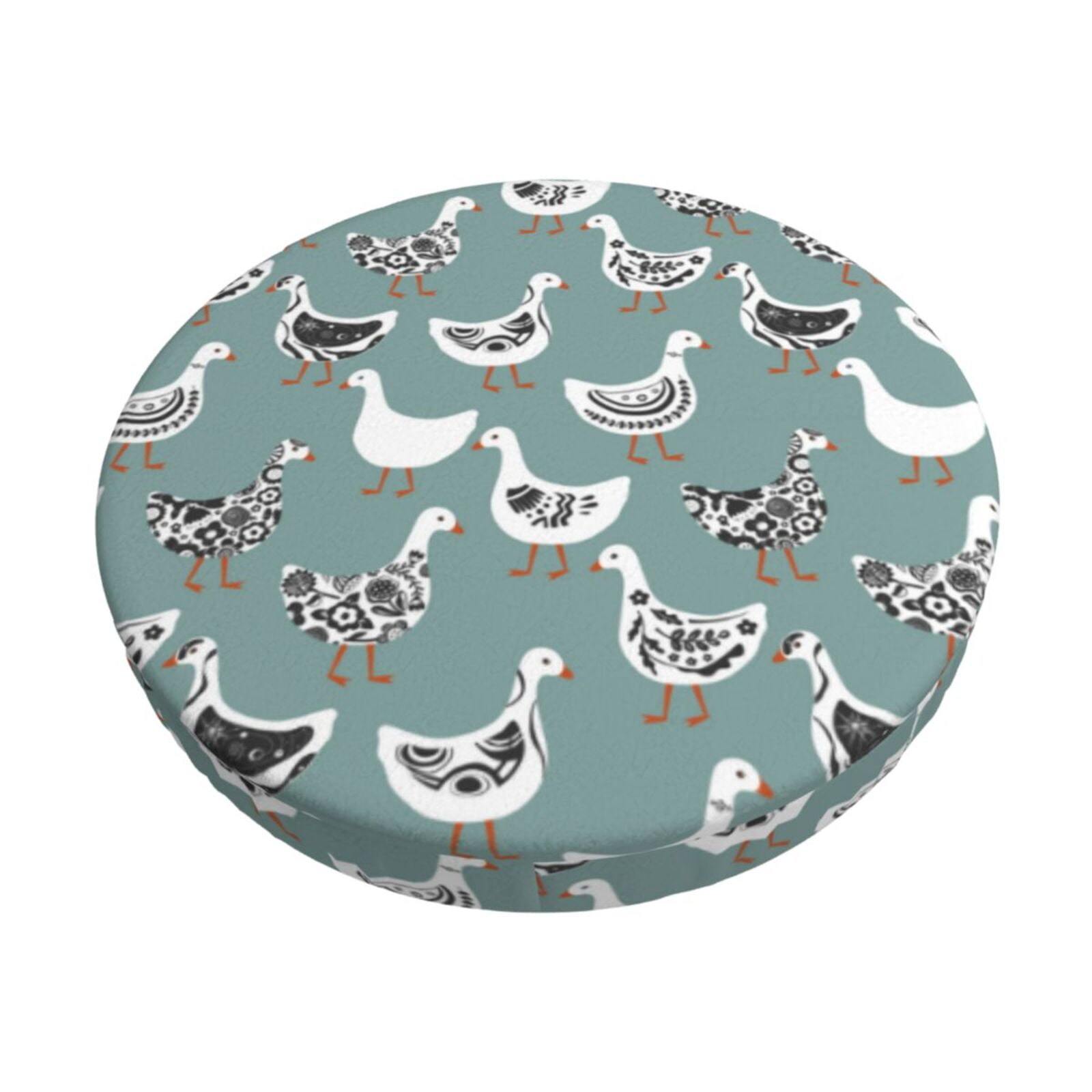 Uemuo cartoon geese Pattern Round Bar Stool Seat Covers Washable Stool ...