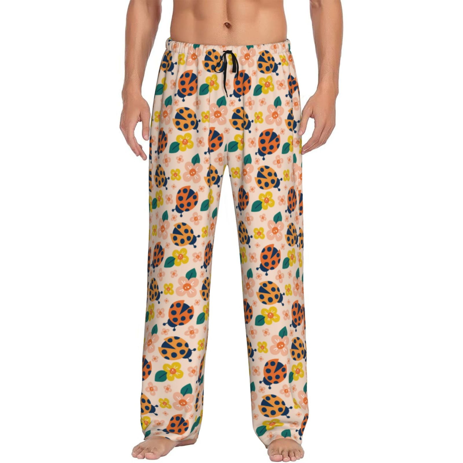 Uemuo ladybug and flower Pattern Men's Wide Leg Palazzo Lounge Pants ...