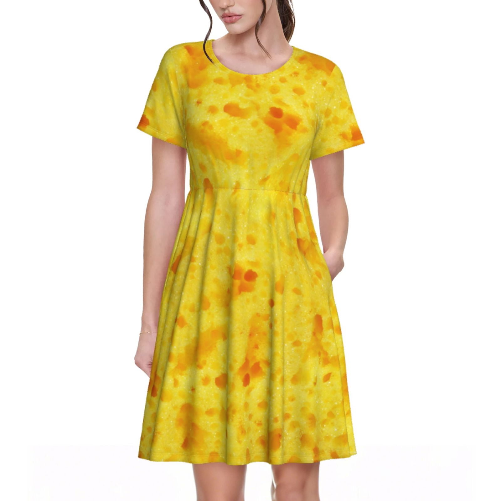 Uemuo nachos cracker Print Womens Summer Dress Casual Swing Short ...
