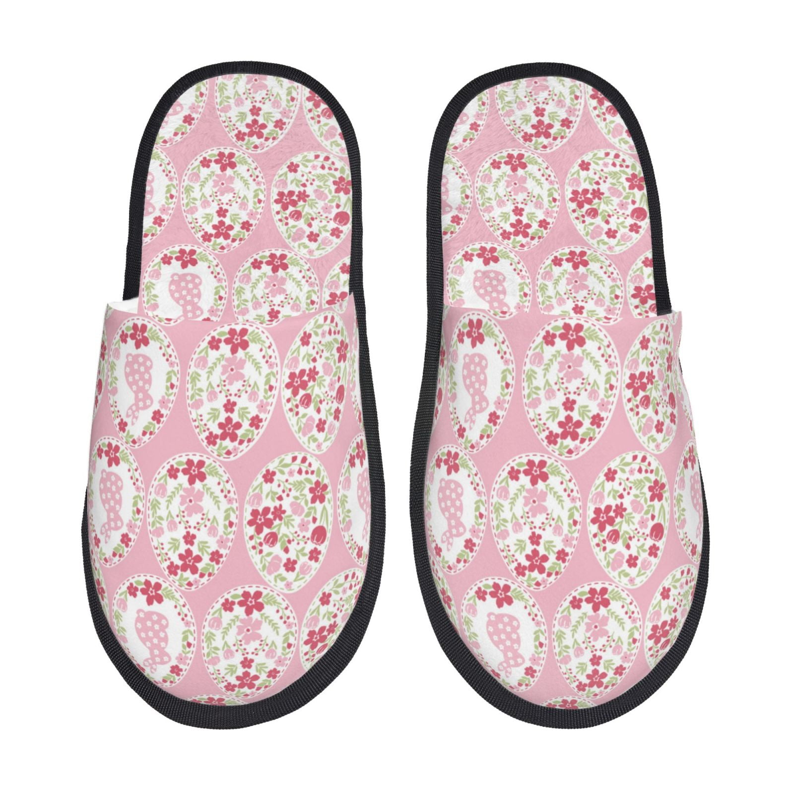 Uemuo with red Easter eggs Printe Plush Furry Slippers with EVA Sole ...