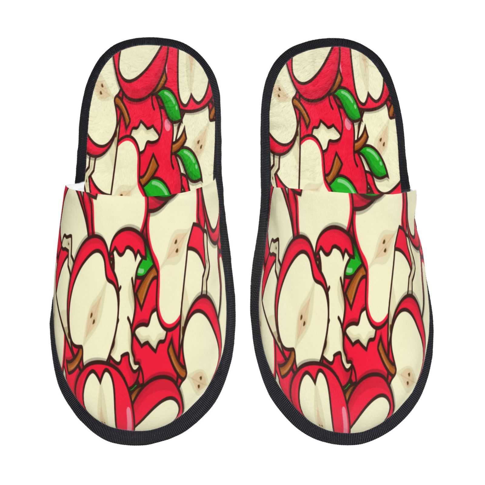 Uemuo red Fruit Printe Plush Furry Slippers with EVA Sole for Men ...