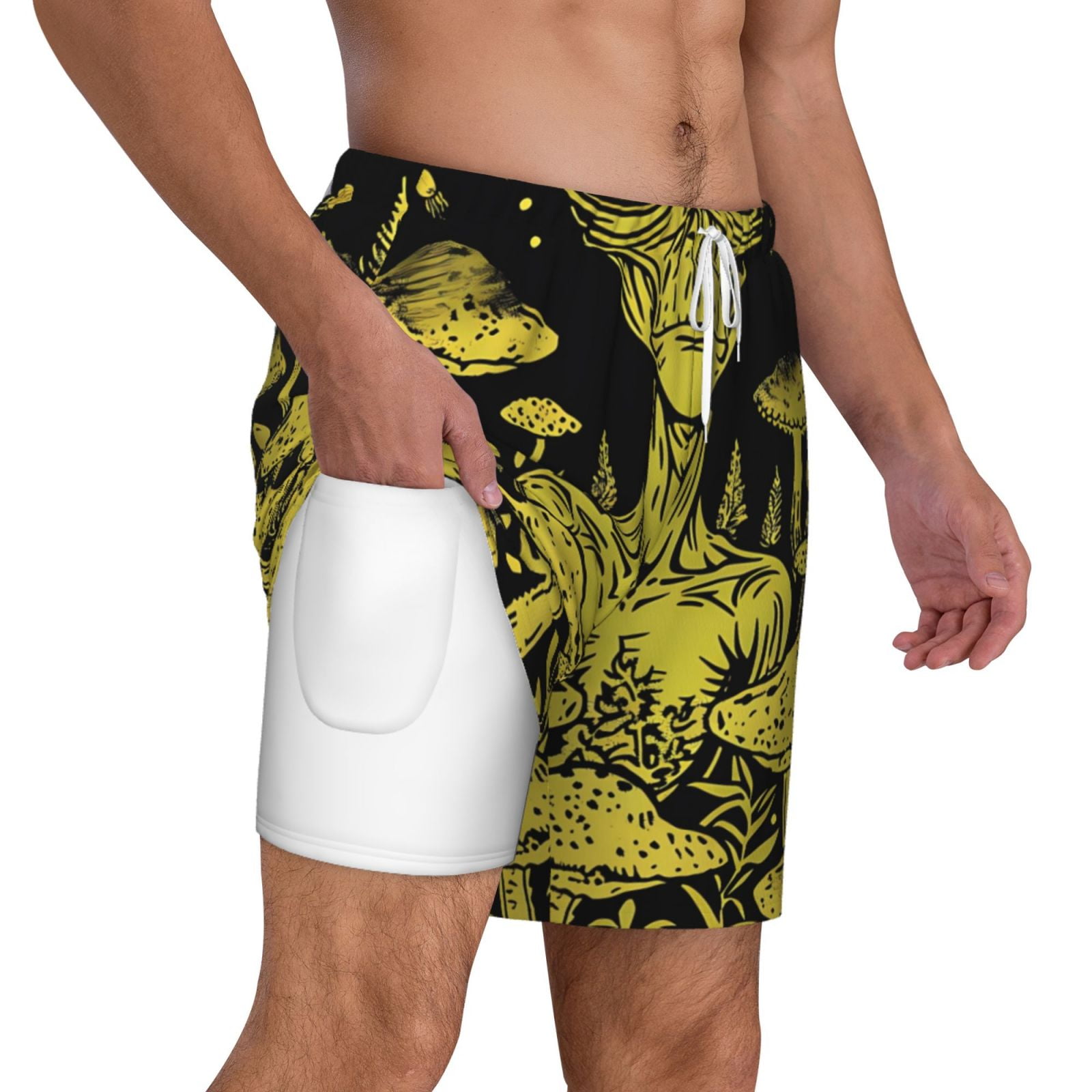 Uemuo saucerman Mushroom Forest Pattern Mens Swim Trunks Quick Dry ...