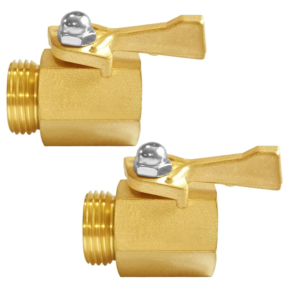 Uenede 2PCS Brass Heavy Duty Garden Hose Shut Off Valve 3/4 Inch GHT ...