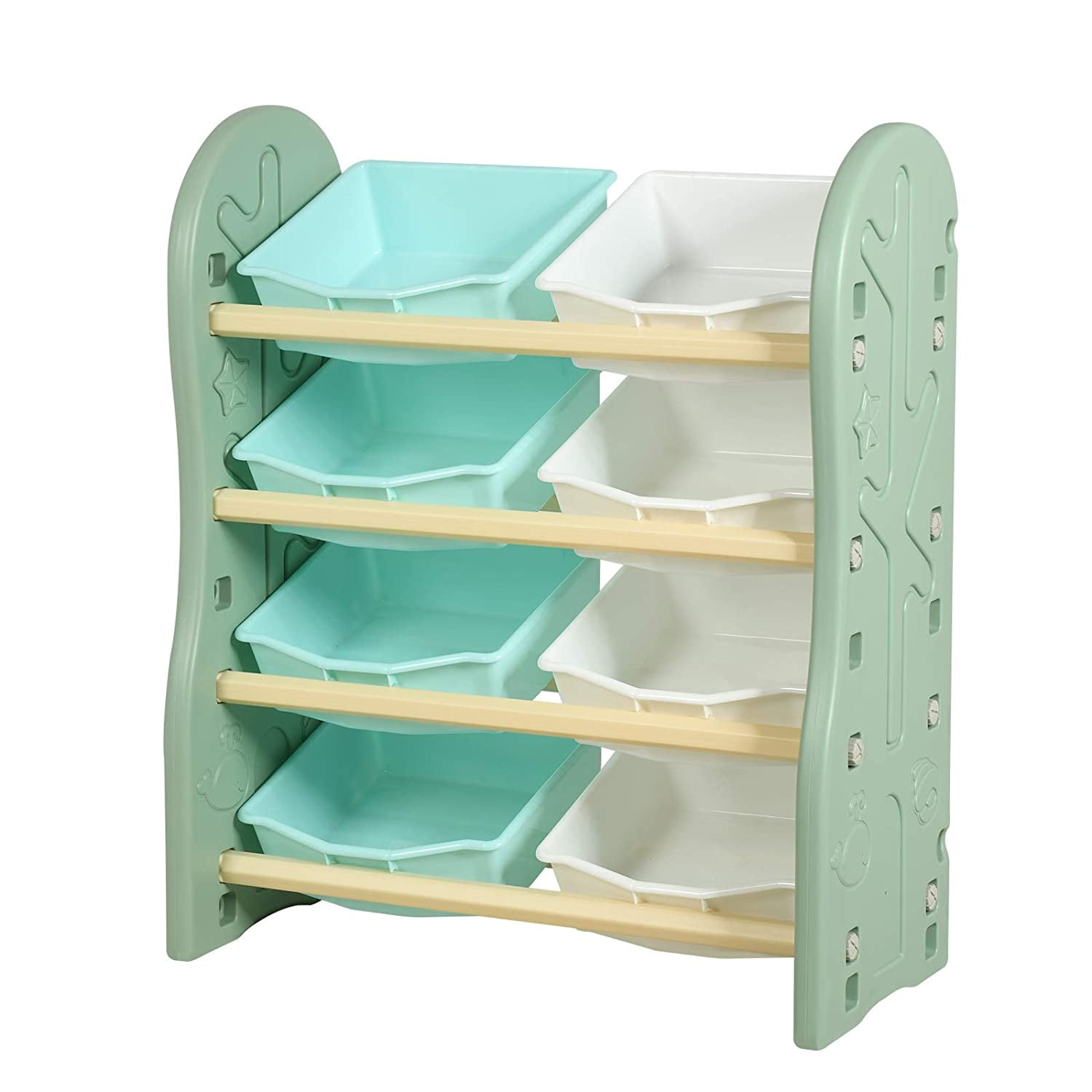 Uenjoy Plastic Toy Rack Kids Toy Storage Organizer with 8 Easy-to-Clean ...