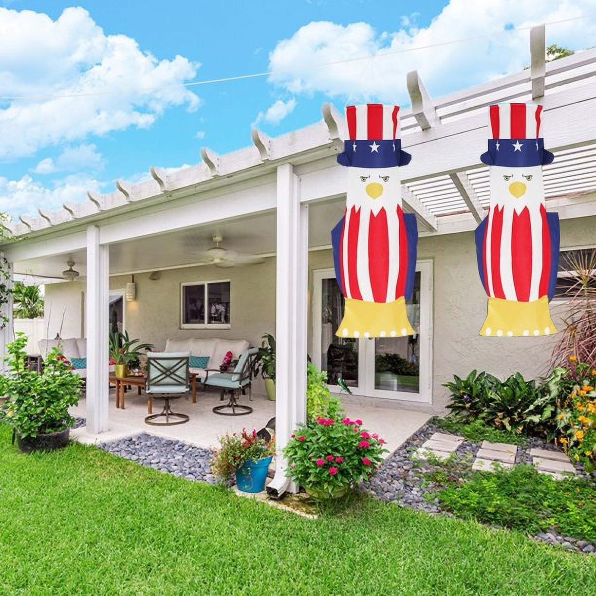 Uervoton 41" American US Flag Windsock, Set of 2 Fade Resistant Outdoor ...