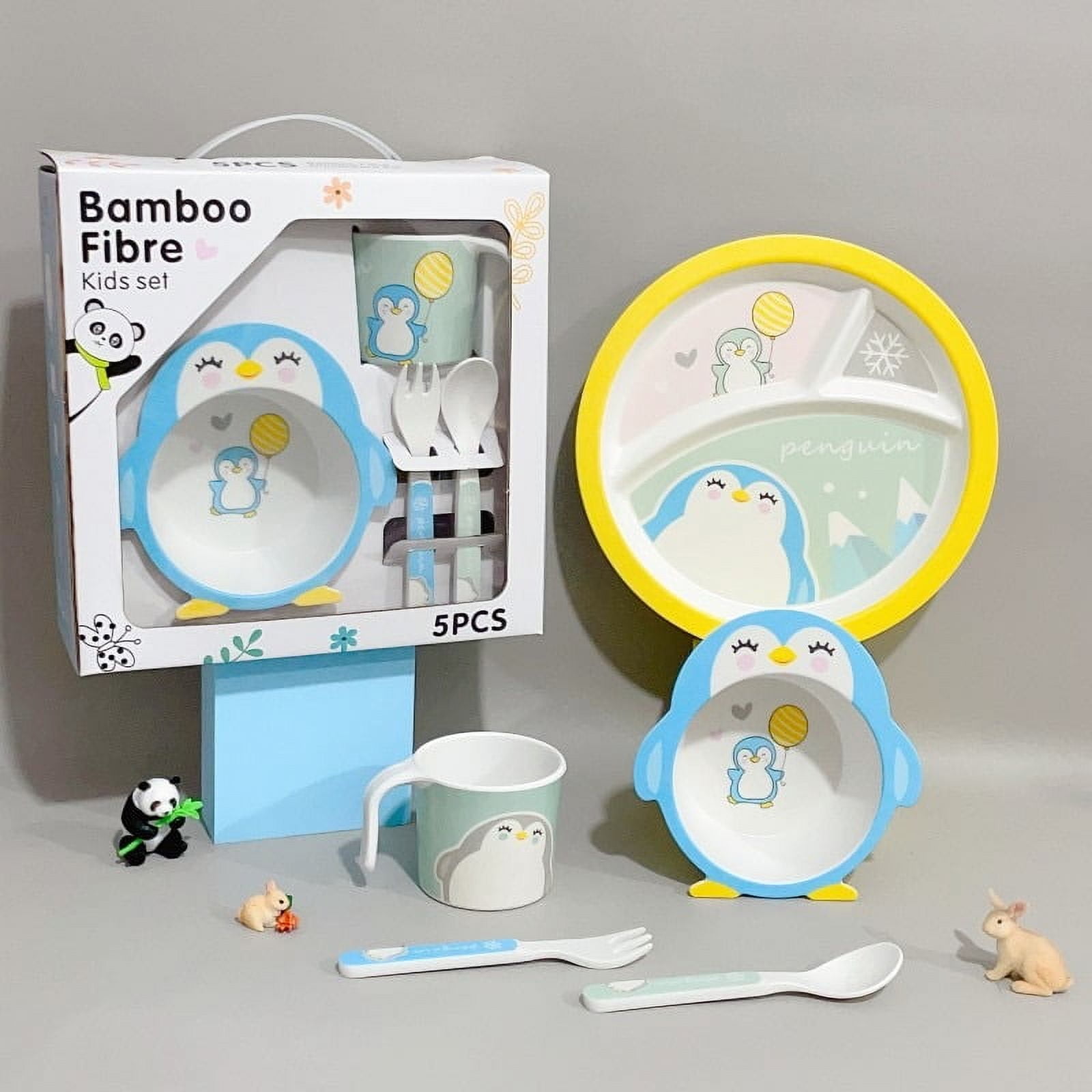 Uervoton Kids Feeding Set 5 Pcs, Tableware Set for Toddlers Includes ...