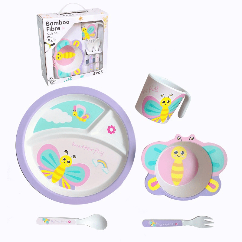 Uervoton 5 Pcs Mealtime Feeding Set for Kids and Toddlers-Butterfly ...