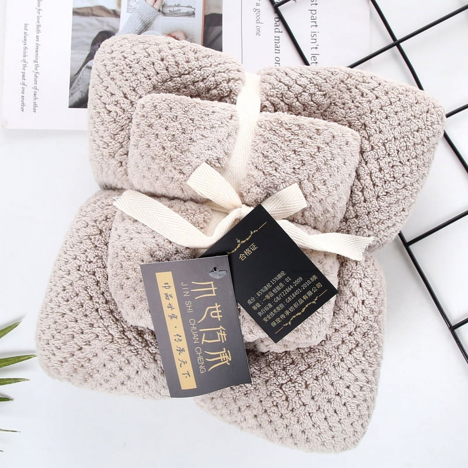 Uervoton High-Density Coral Towel 2 in 1 Bath Towel And Face Towel Soft ...