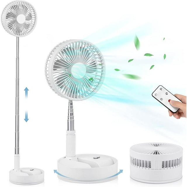 Uervoton Portable Rechargeable Fan, 4 Speeds, Remote Control, for Home ...