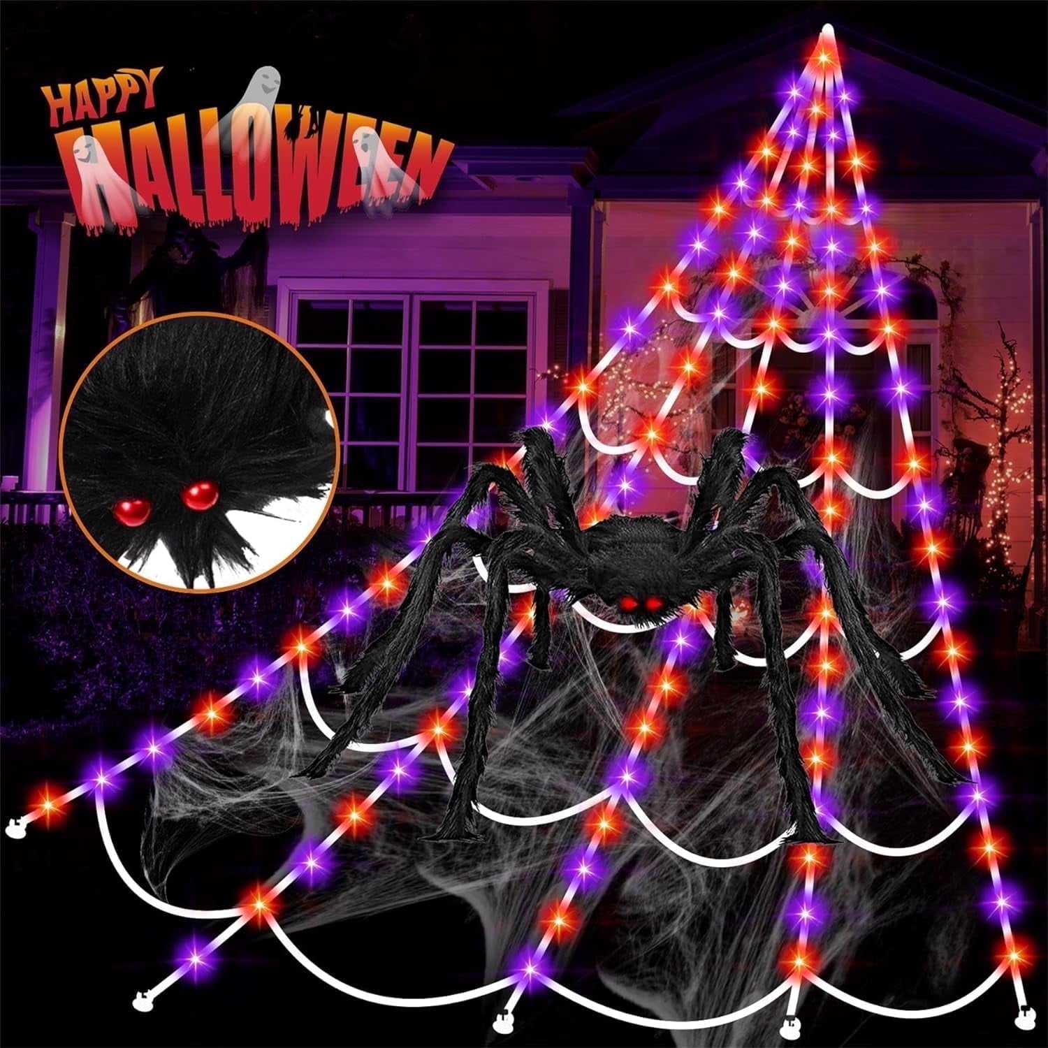 "KyFree Big Halloween 16.4ft Outdoor Mega Hanging Decor with 200 LED ...