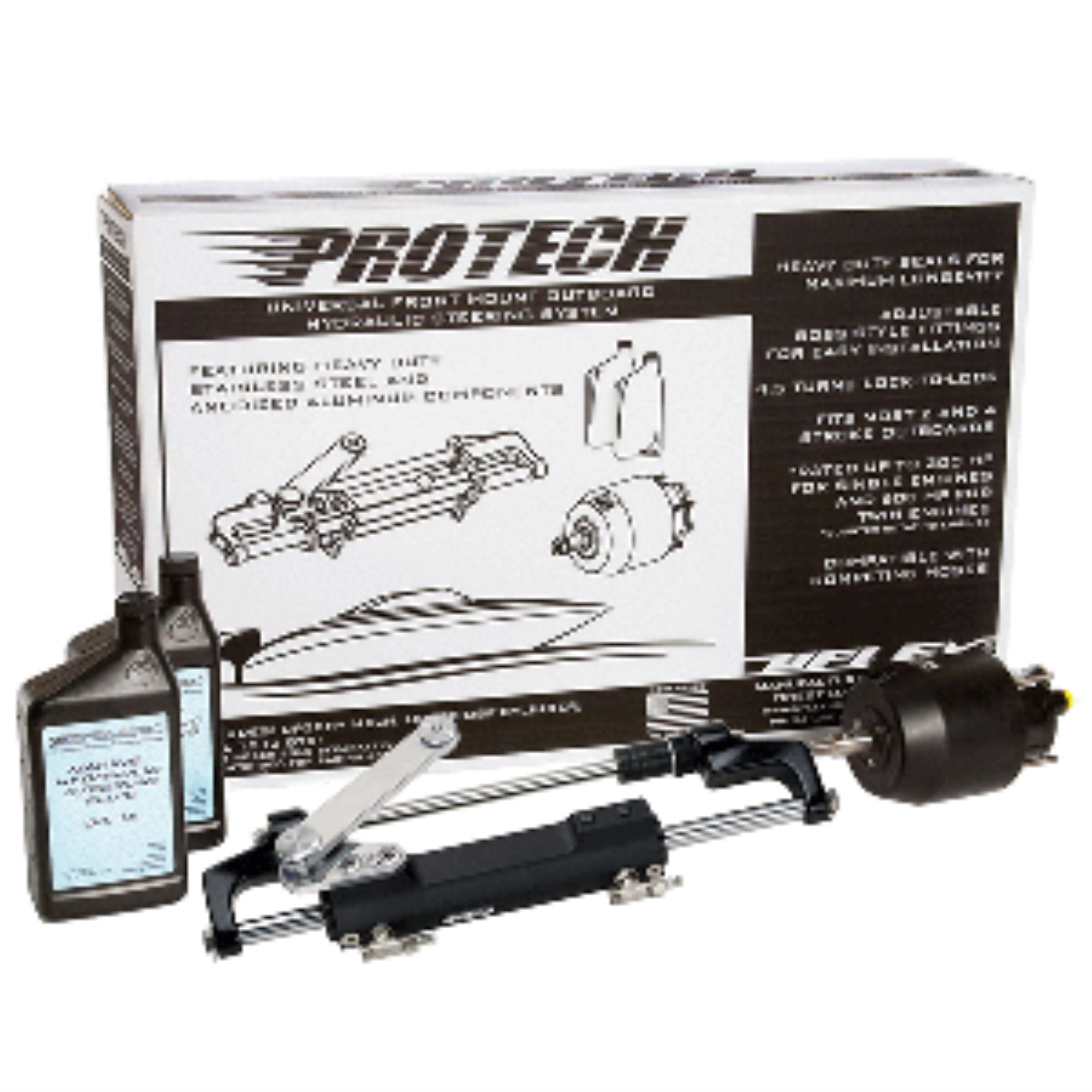 Uflex PROTECH 1.1 Front Mount OB Hydraulic System - Includes UP28 FM Helm, Oil & UC128-TS/1 ...