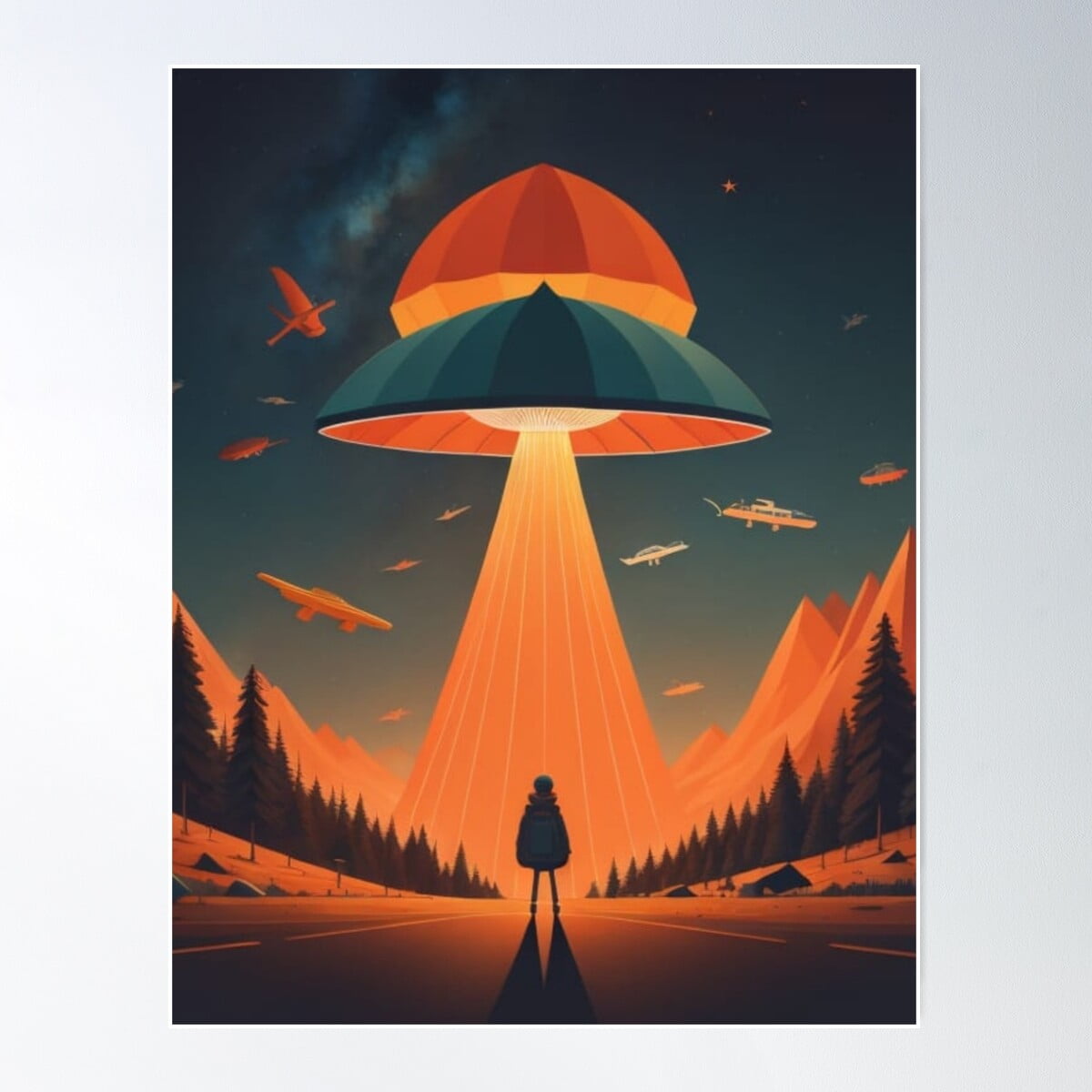 Ufo- Alien Abduction Poster Wall Art, Modern Wall Decor For Living Room ...