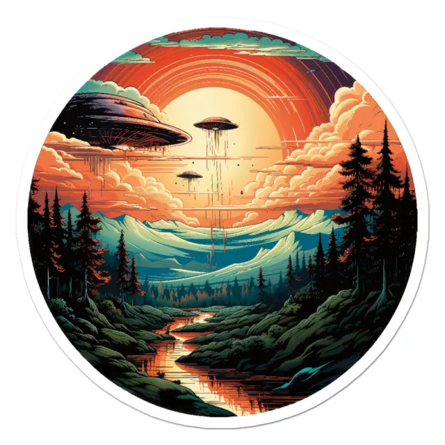 Ufo Alien Invasion Sticker Phone Decal Water Bottle Stickers Car Decals ...