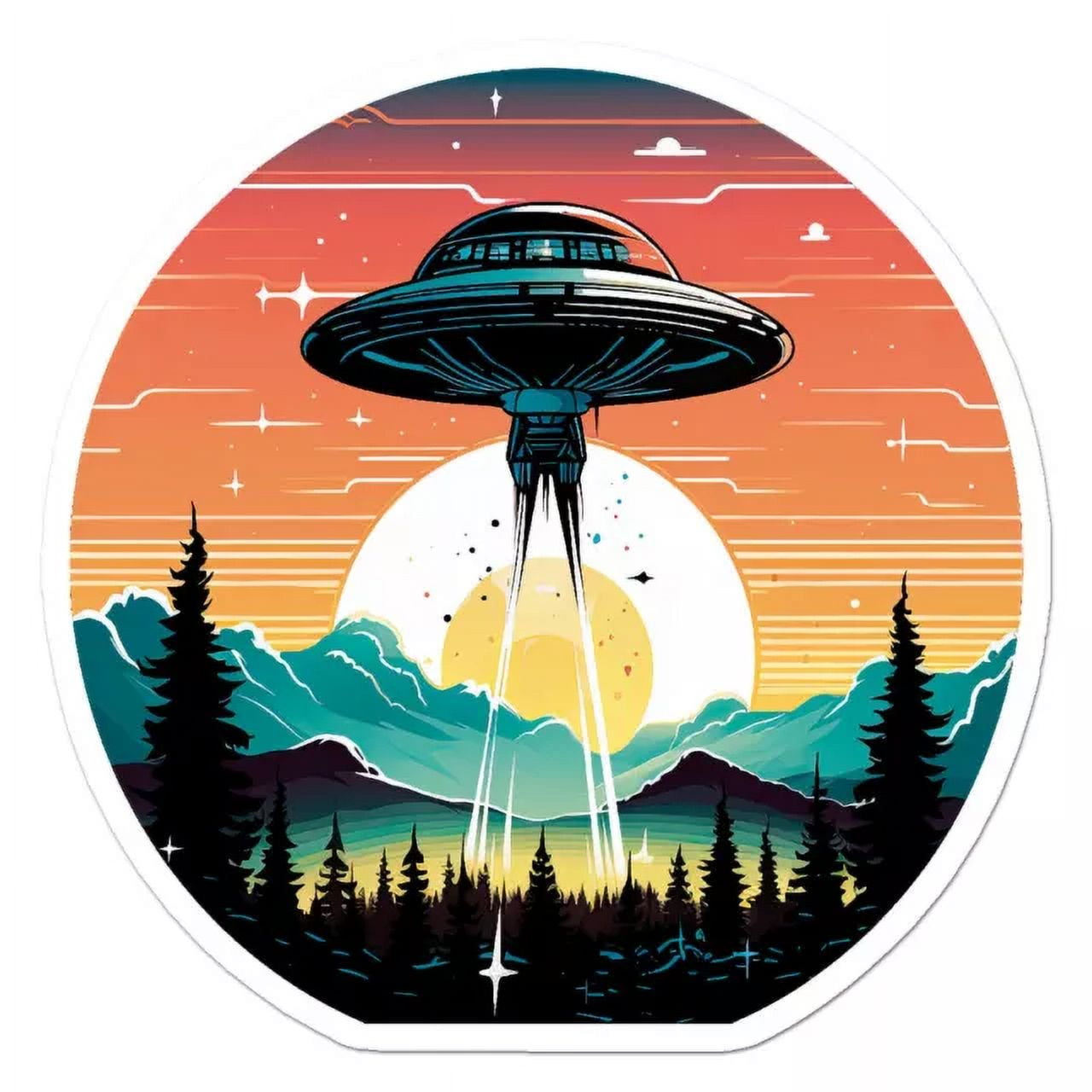 Ufo Alien Invasion Sticker Phone Decal Water Bottle Stickers Car Decals ...