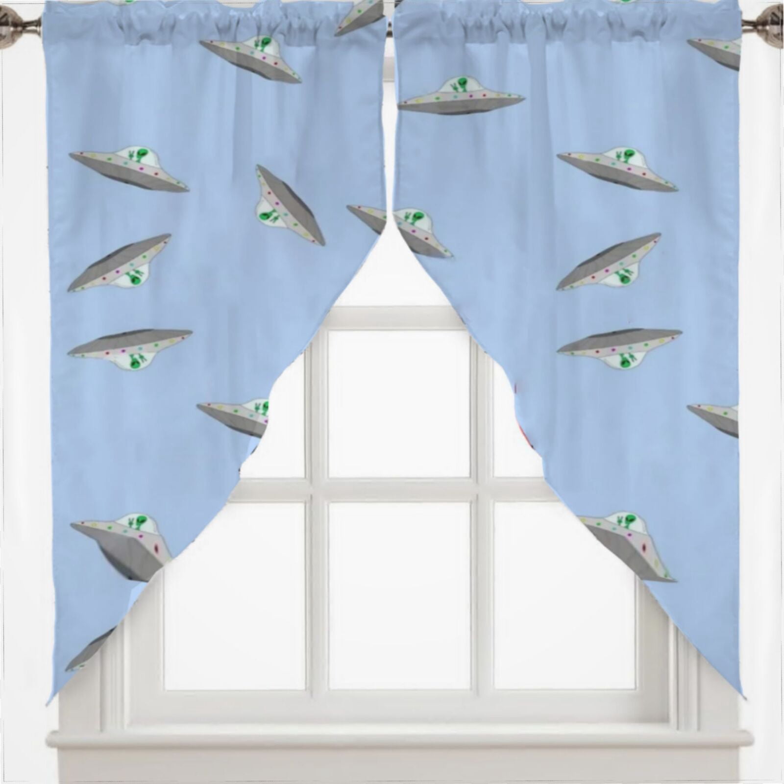 Ufo Alien Swag Valances For Windows 2 Pack For Kitchen Living Room ...