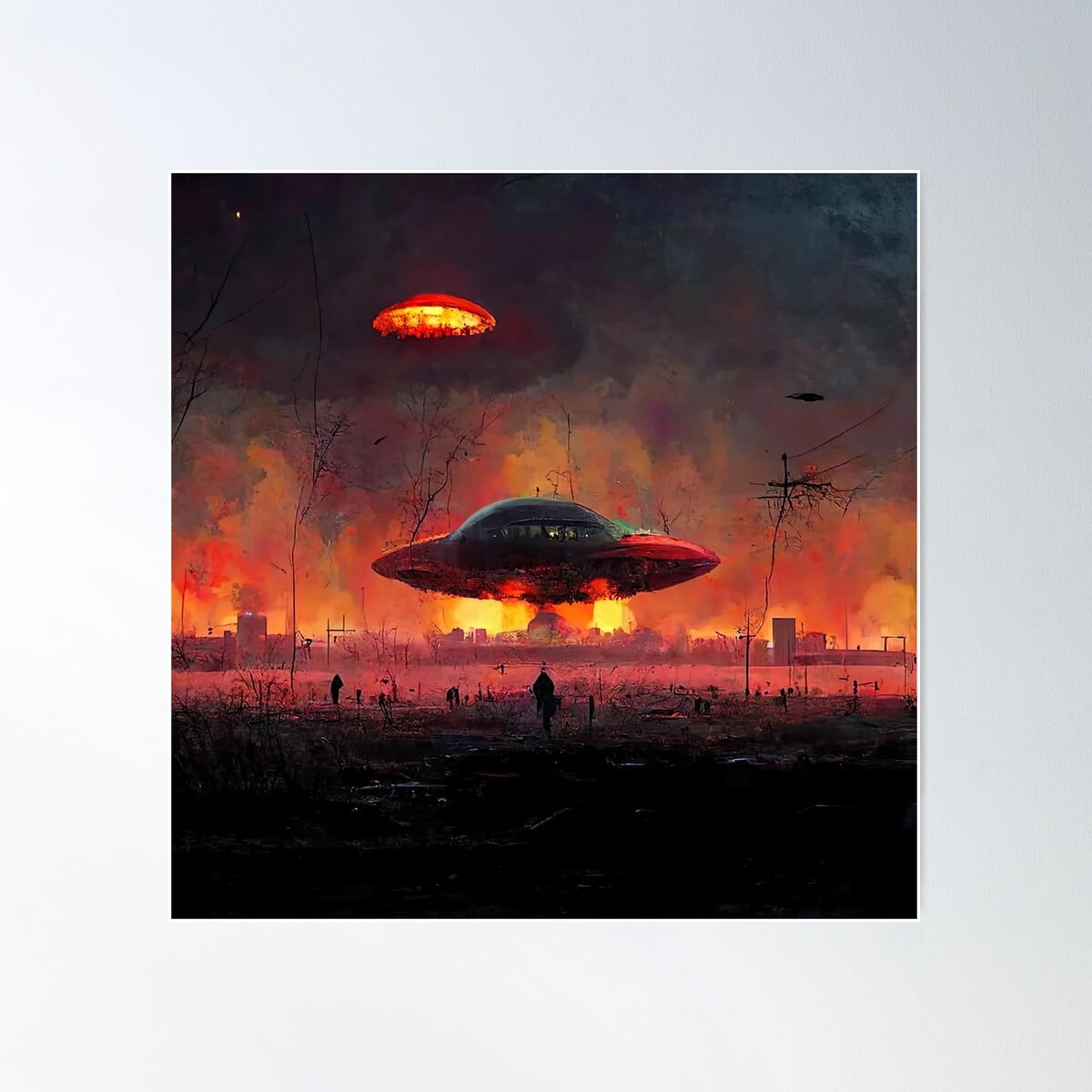 Ufo Apocalypse Poster Wall Art, Modern Wall Decor For Living Room Bedroom, 24x24 UNFRAMED ...