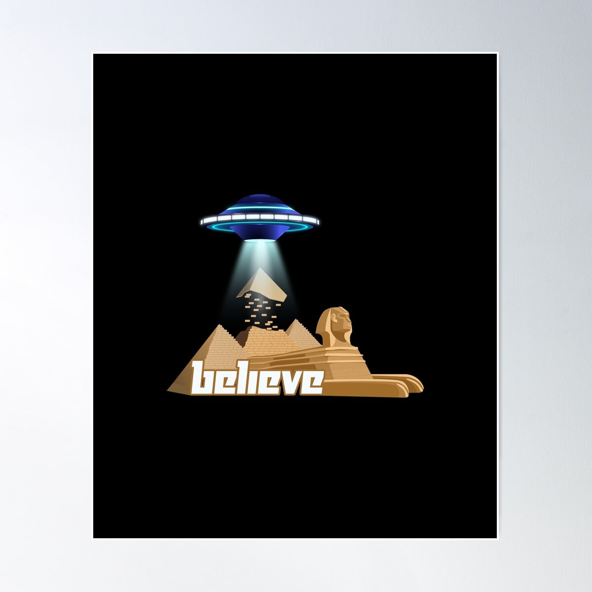 Ufo Building The Pyramids - Conspiracy Theory Poster Wall Art, Modern ...