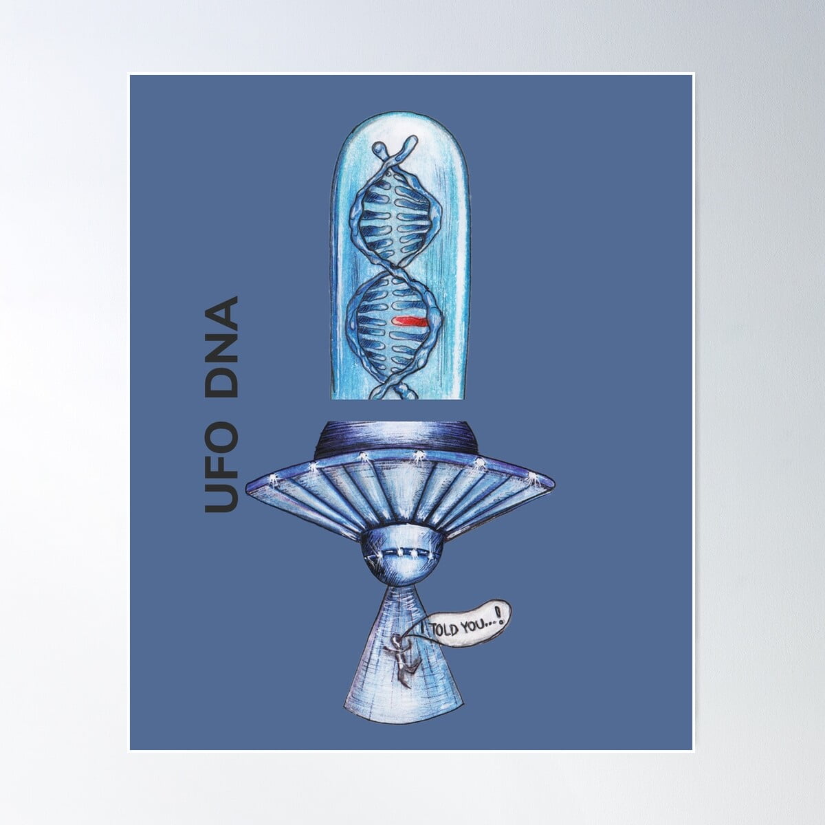 Ufo Dna By Frankenduo Blue Poster Wall Art, Modern Wall Decor For Living Room Bedroom, 8x12 ...