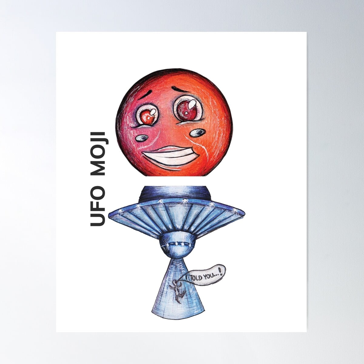Ufo Moji By Frankenduo Poster Wall Art, Modern Wall Decor For Living ...
