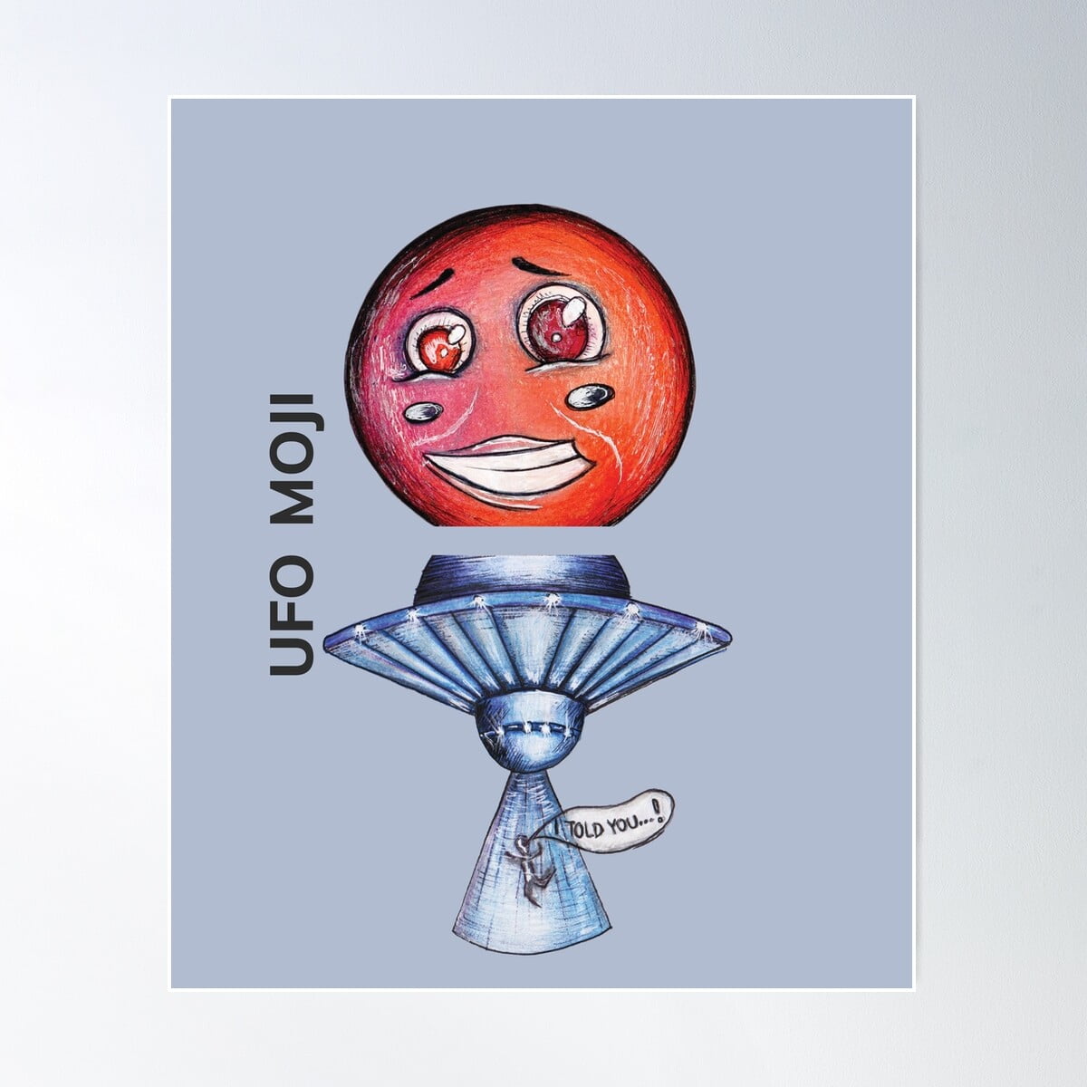 Ufo Moji By Frankenduo Spindle Blue Poster Wall Art, Modern Wall Decor ...