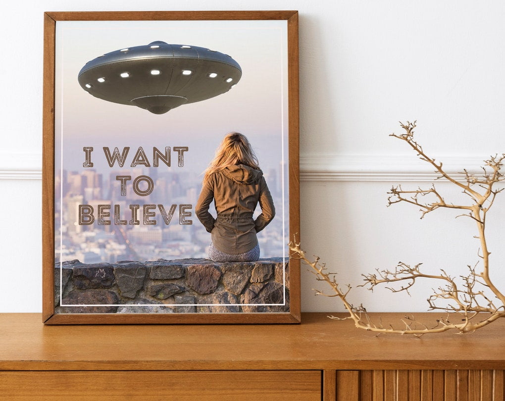 Ufo Print, I Want To Believe, Aliens Print, Ufo Art, Unique Wall Decor ...