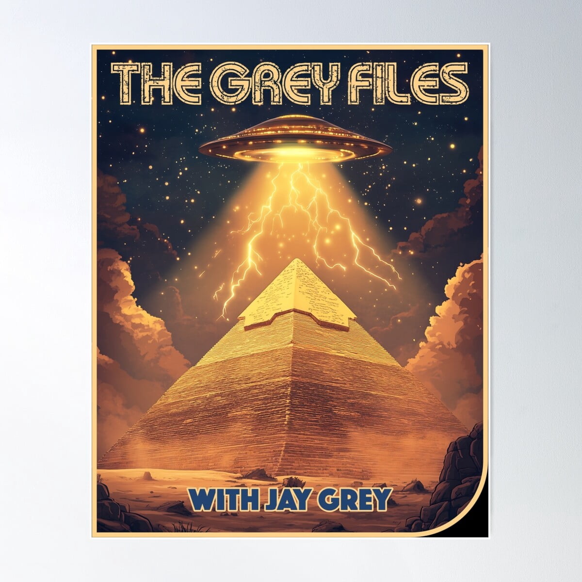 Ufo Pyramid Conspiracy Design The Grey Files Poster Wall Art, Modern ...