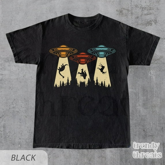 Ufo Retro T-Shirt, Dinosaur Tattoo Style Shirt, Unisex Funny Bigfoot T ...