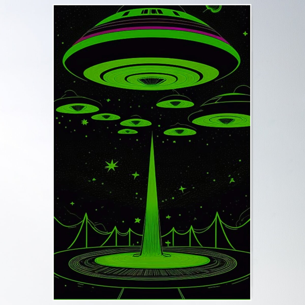 Ufo Squad Green Poster Wall Art, Modern Wall Decor For Living Room ...