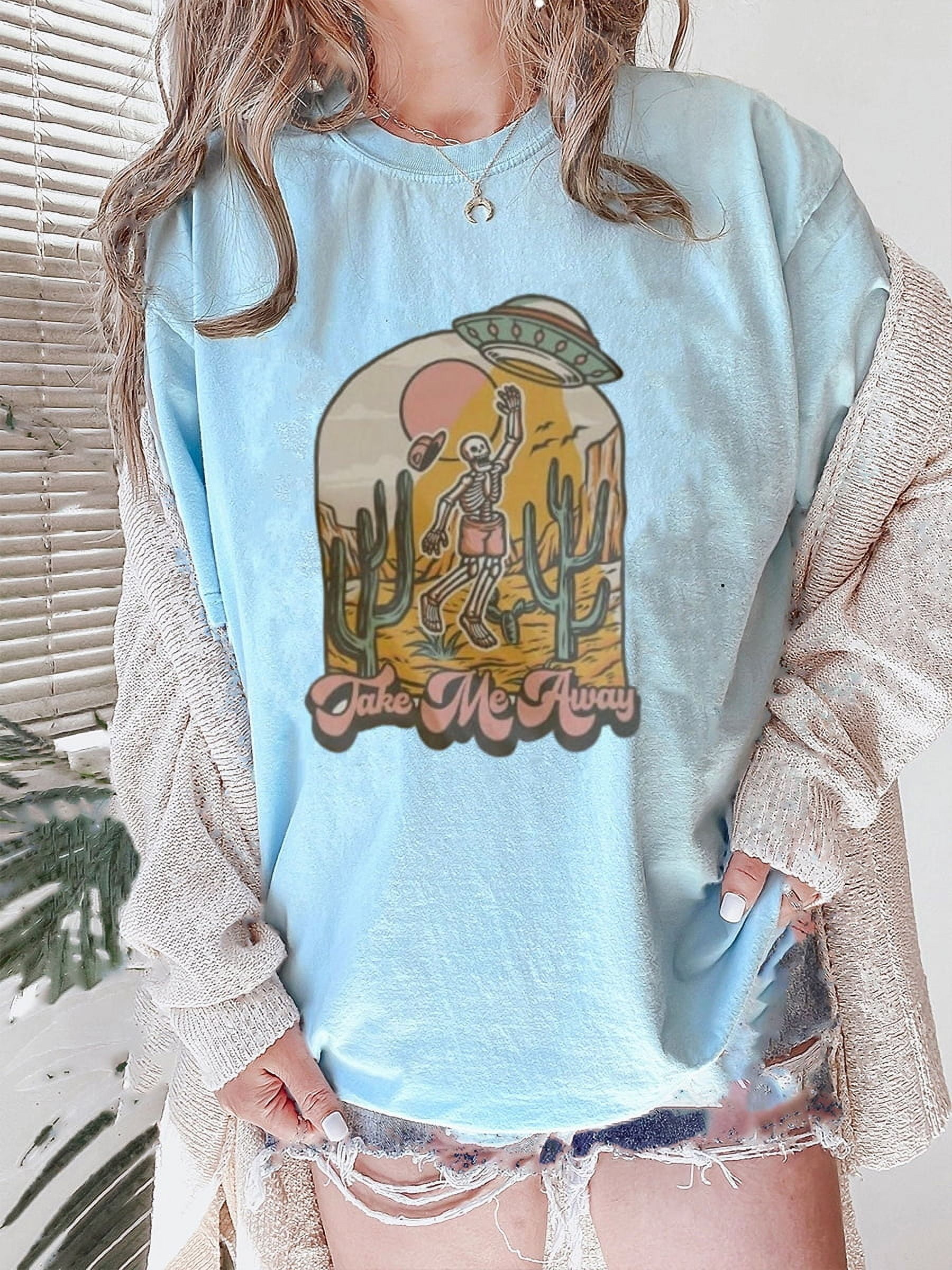 Ufo Take Me Away Skeleton T-Shirt - Walmart.com