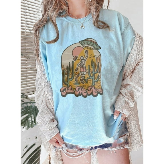Ufo Take Me Away Skeleton T-Shirt - Walmart.com