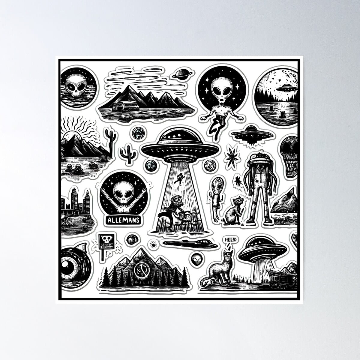 Ufo Visitation. Poster Wall Art, Modern Wall Decor For Living Room ...