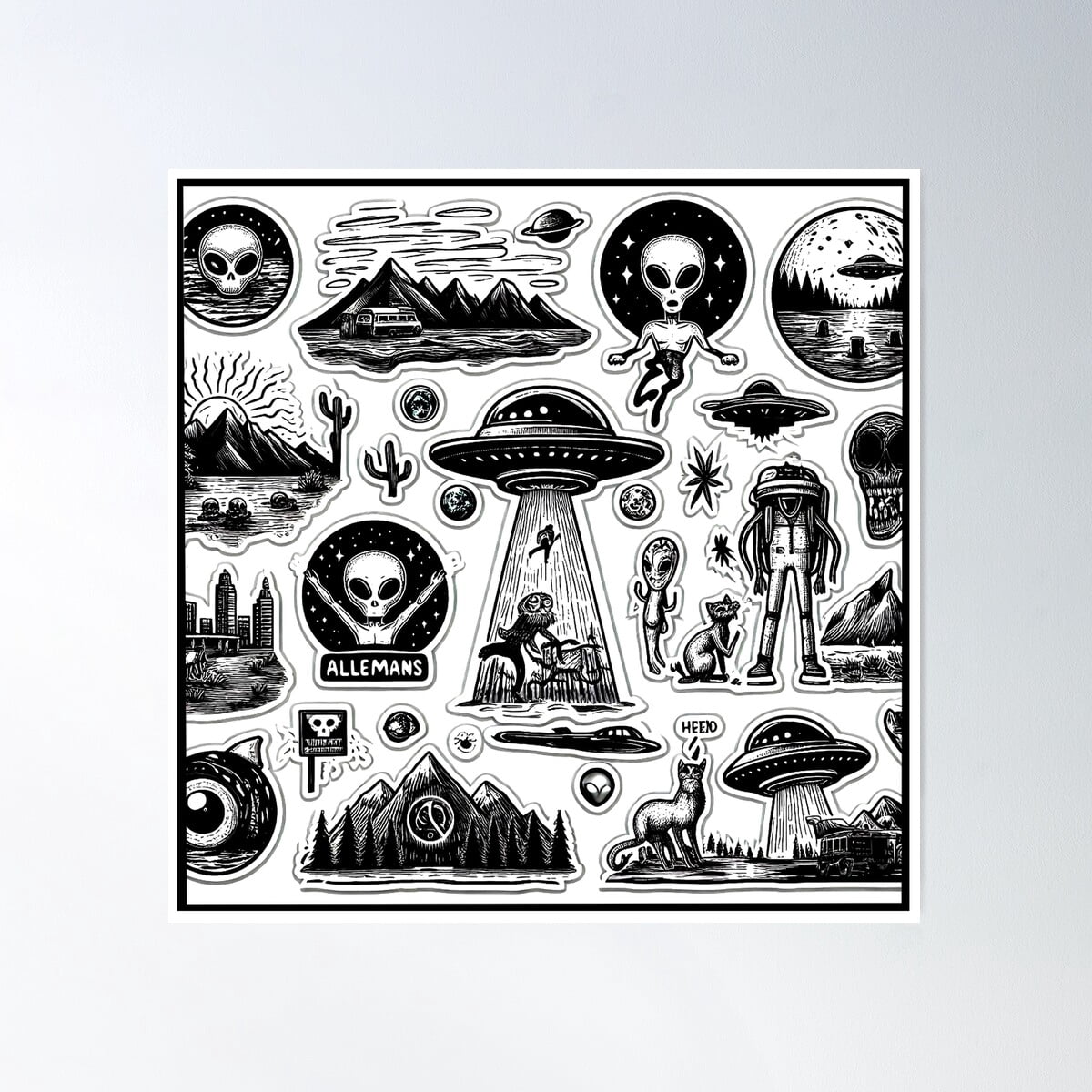 Ufo Visitation. Poster Wall Art, Modern Wall Decor For Living Room ...