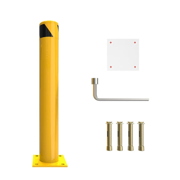 42x5.5 Inch Yellow Powder Coated Steel Safety Bollard Barrier 42 Inch ...