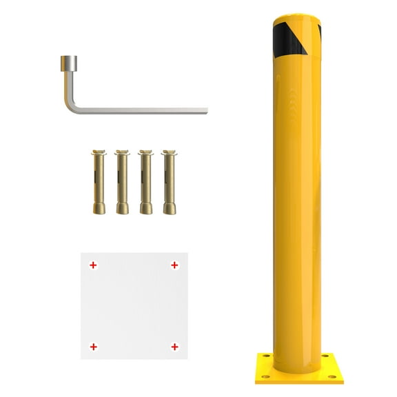 42x5.5 Inch Yellow Powder Coated Steel Safety Bollard Barrier 42 Inch ...