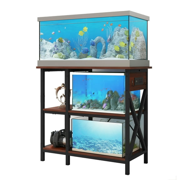 ModFusion 10-20-37 Gallon Fish Tank Stand with Power Outlets, 3-Tier ...