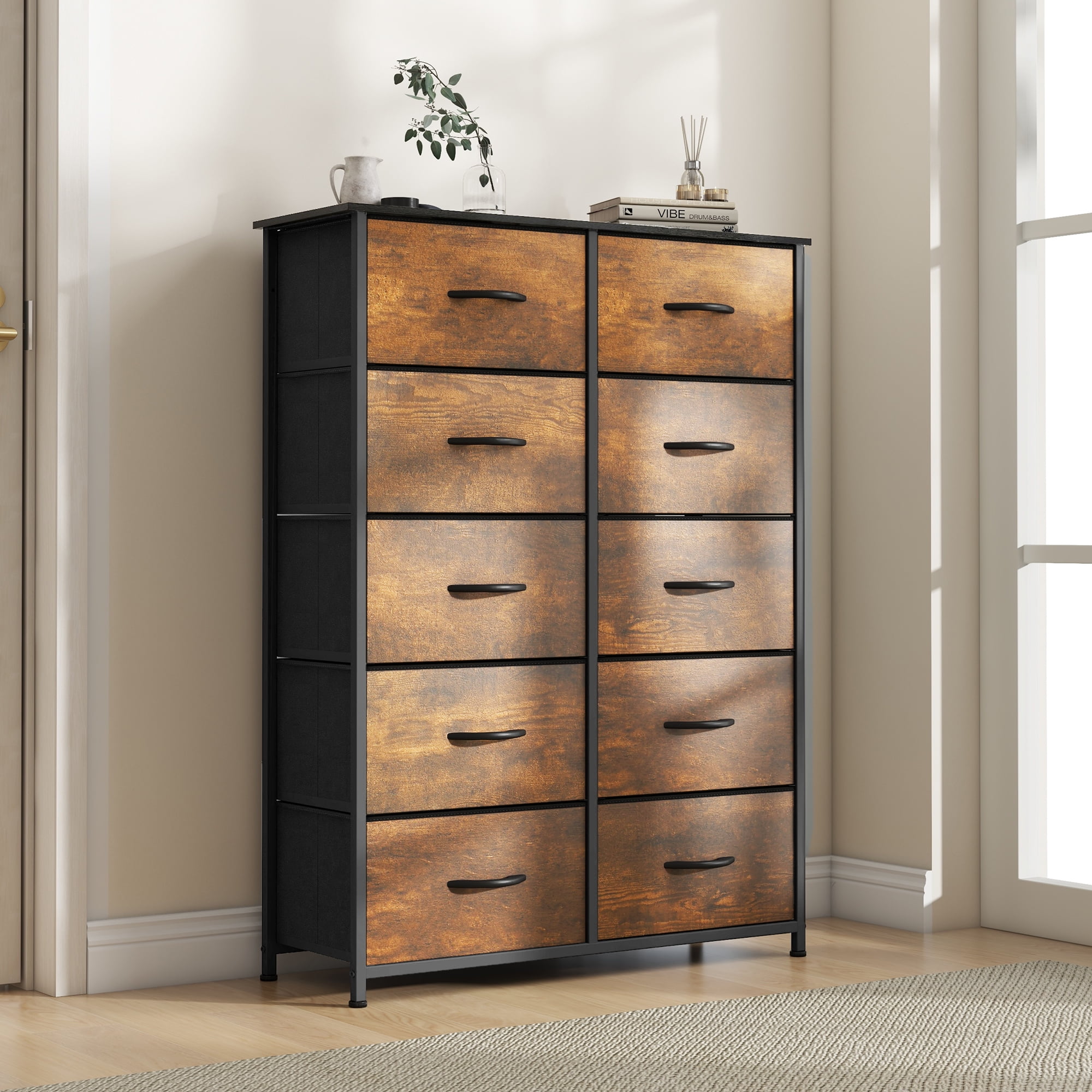 Free Shipping! Uforic 10 Drawer Fabric Dresser, Bedroom Storage Chest ...