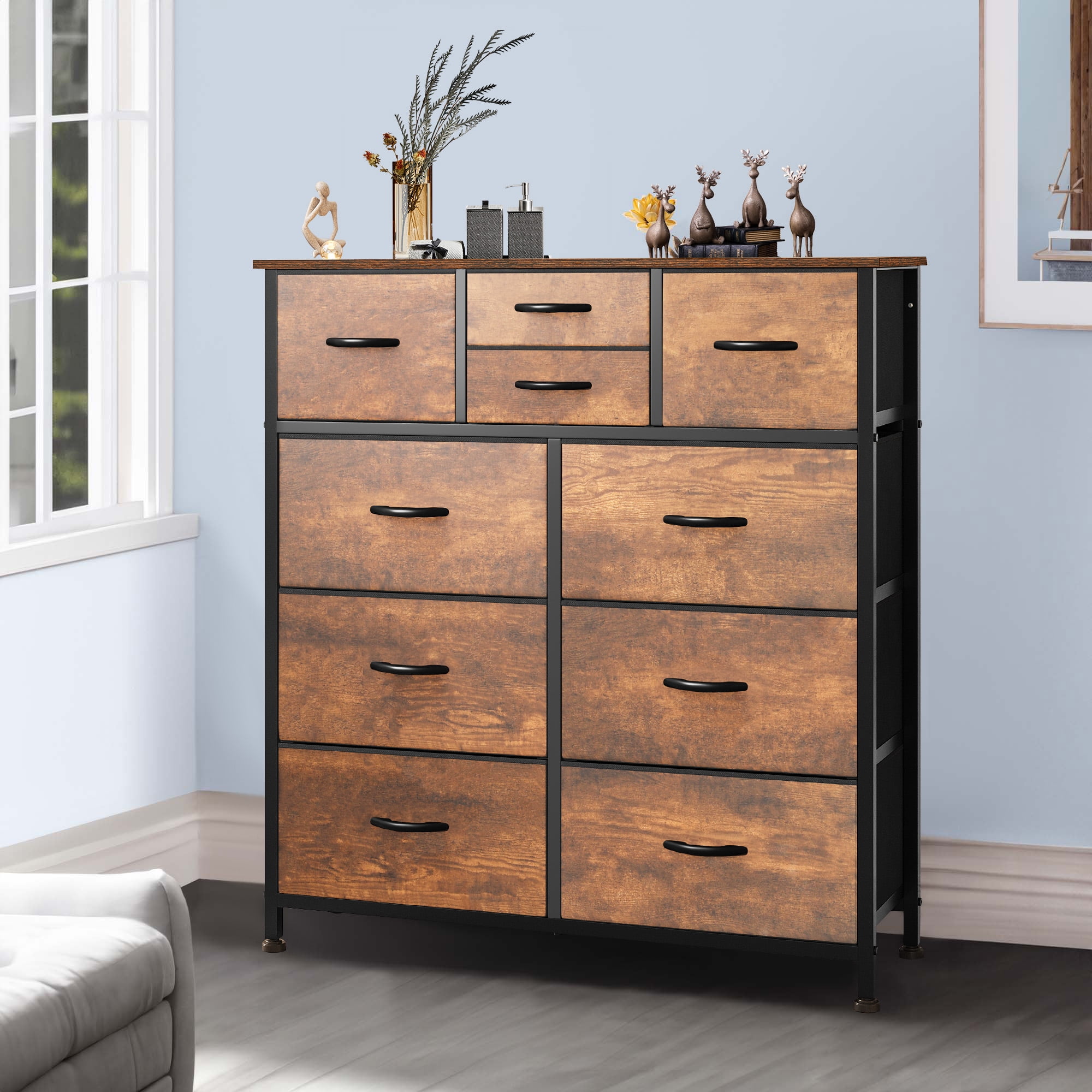 Uforic 10-Drawer Fabric Dresser for Adults, Storage Chest with Steel ...