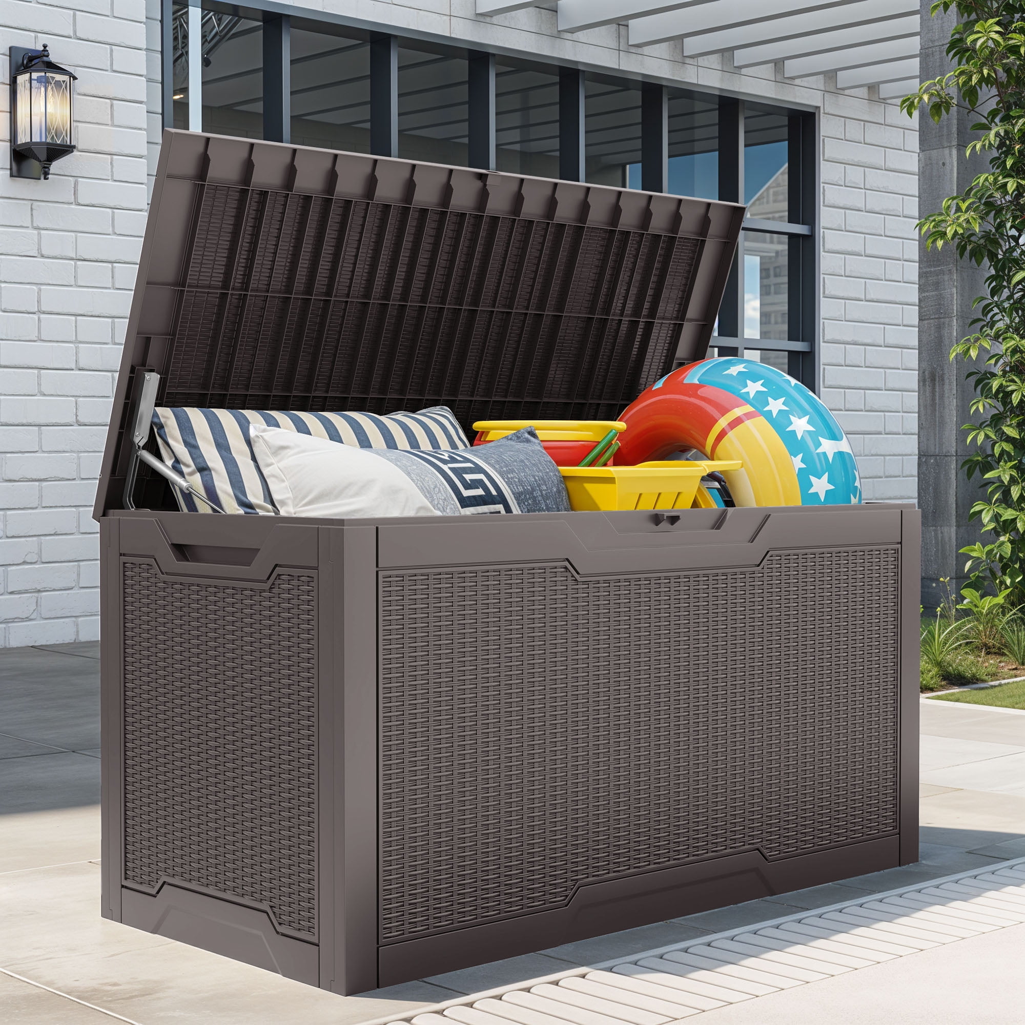 Uforic 100 Gallon large Deck Box, Outdoor Resin Storage Box, Outdoor ...