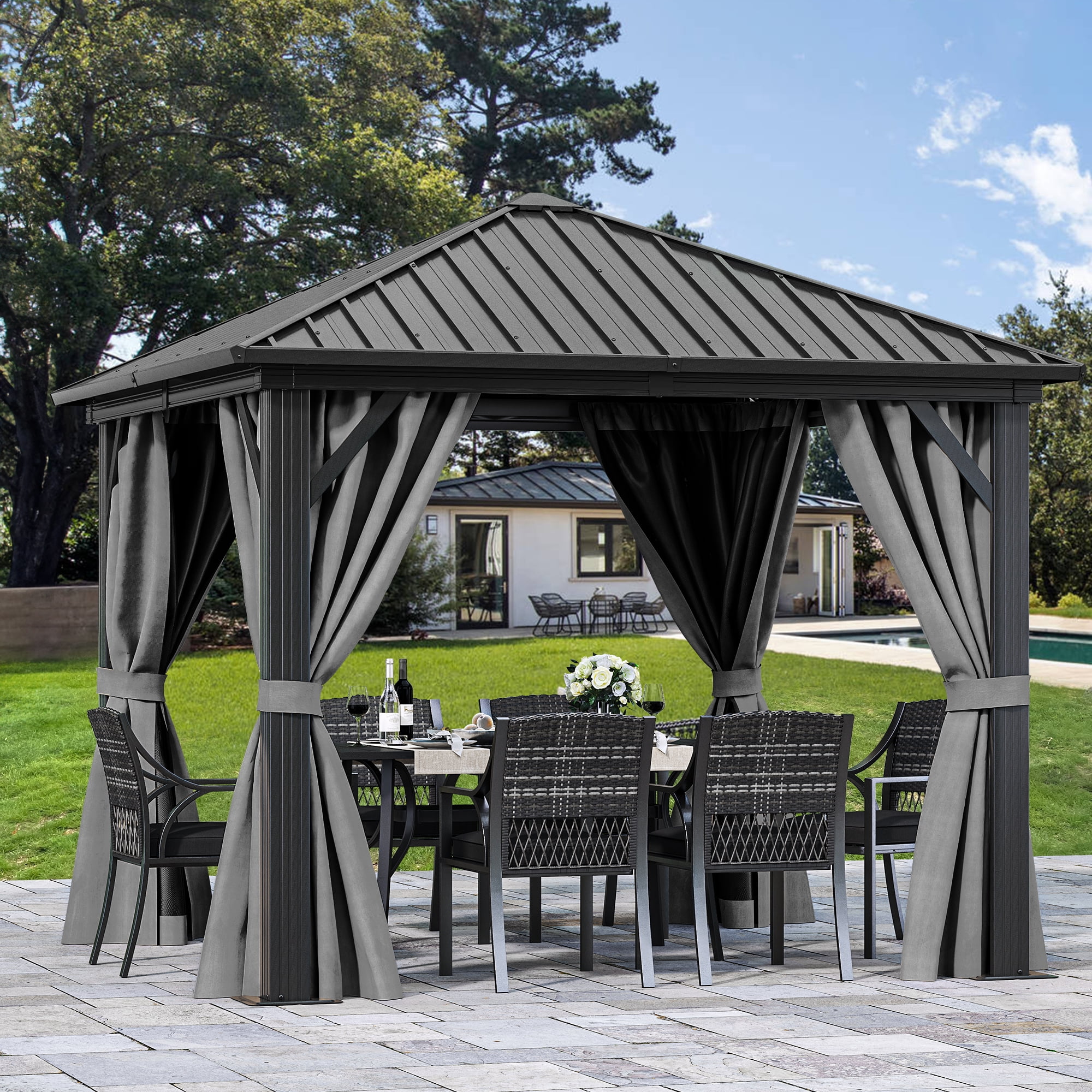 Uforic 10x10ft Hardtop Gazebo,Outdoor Heavy Duty Galvanized Steel ...
